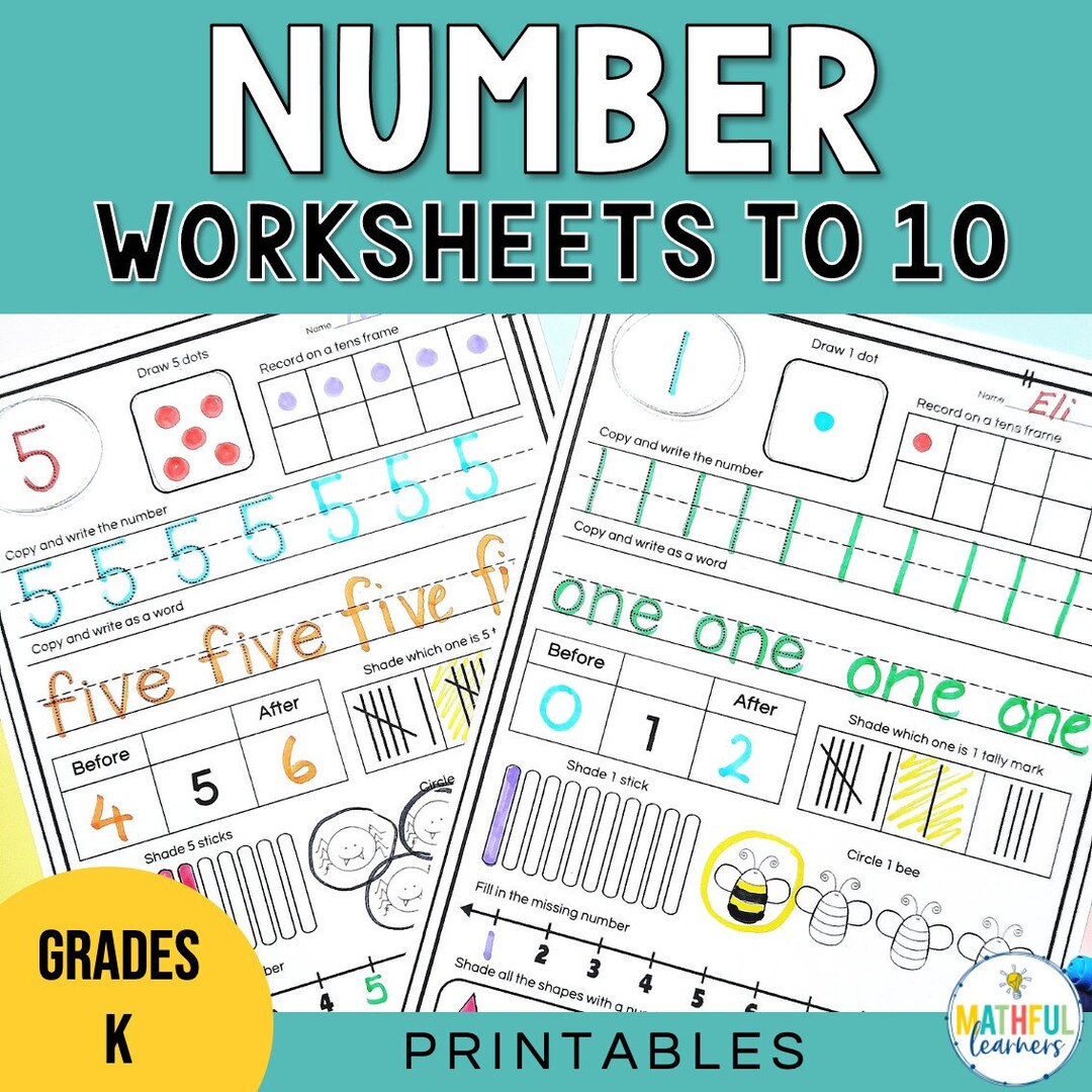 Number Sense to 10 Math Worksheets - Write, Draw & Representing Numbers ...