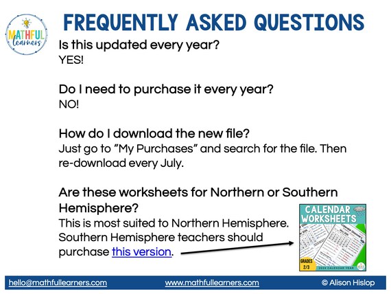 Free Calendar Math Worksheets