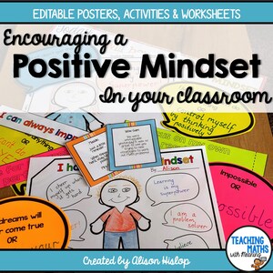 Positive & Growth Mindset Lessons - Activities, Worksheets | Editable ...