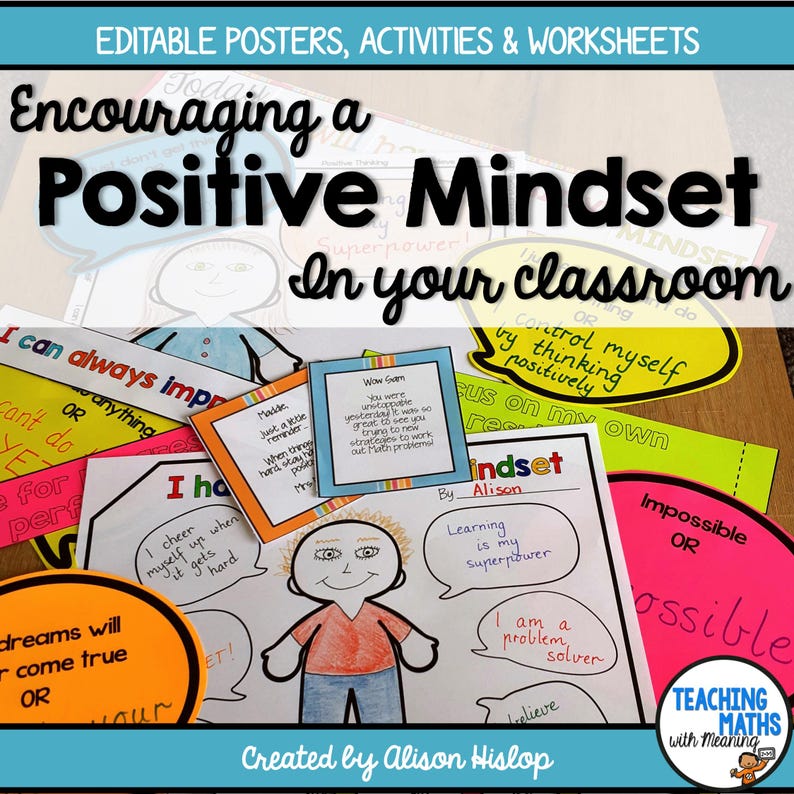 Positive & Growth Mindset Lessons - Activities, Worksheets | Editable ...