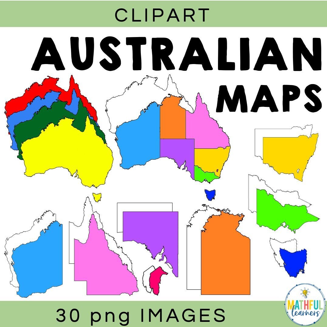 Australia Map Clipart Australian State Territory and - Etsy