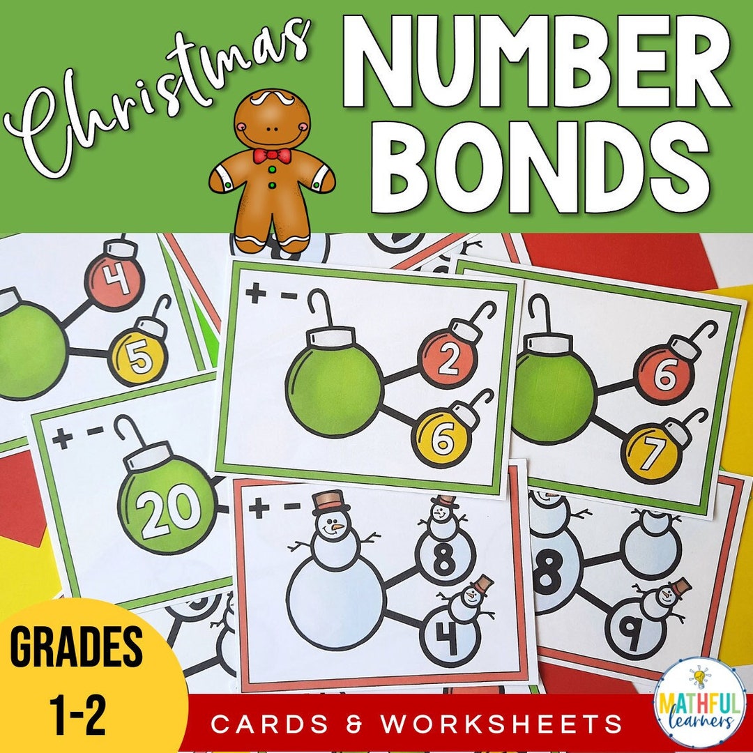 Number Bonds Worksheet and Task Cards: Christmas Addition - Etsy Australia