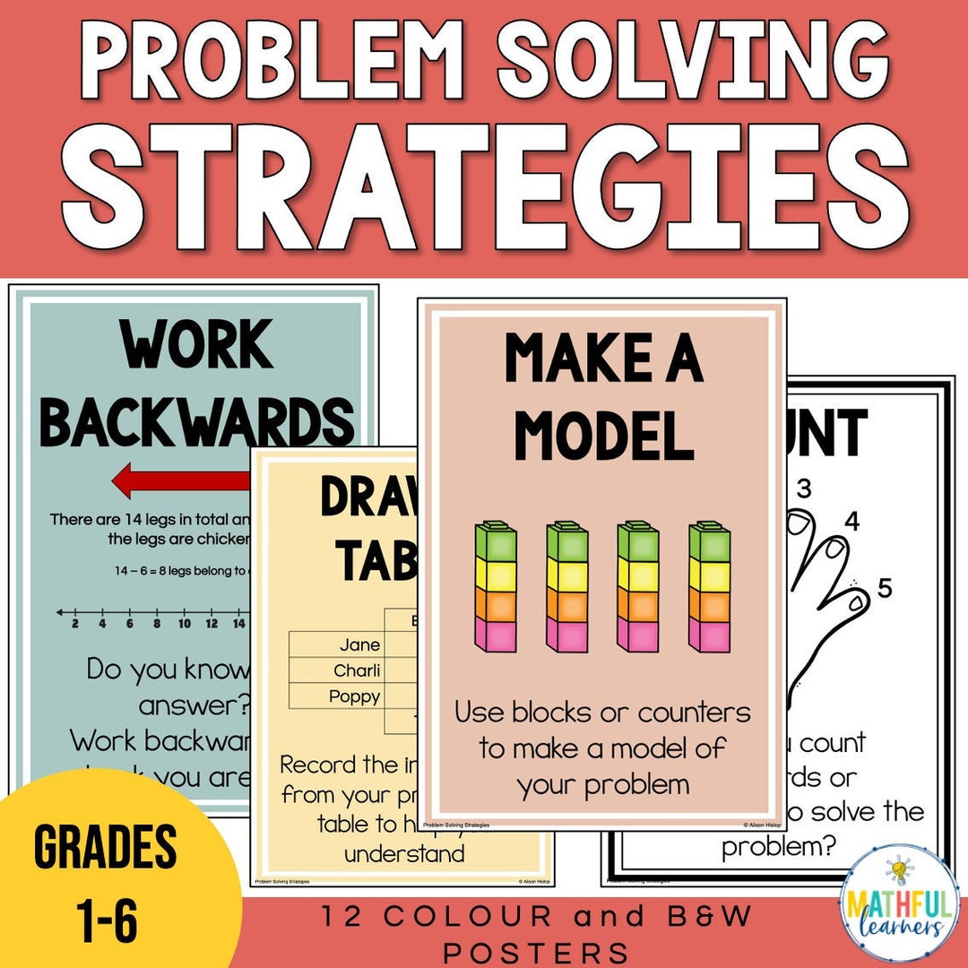Problem Solving Strategy Posters for Word Problems - Elementary Grade 1 ...