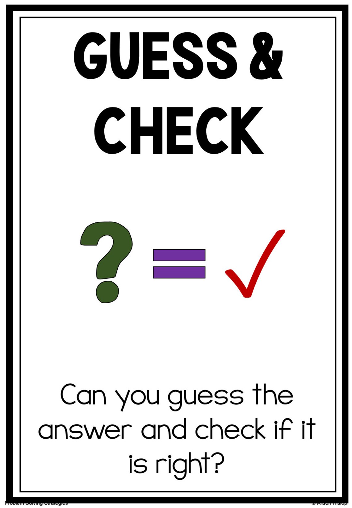 Problem Solving Strategy Posters for Word Problems - Elementary Grade 1 ...