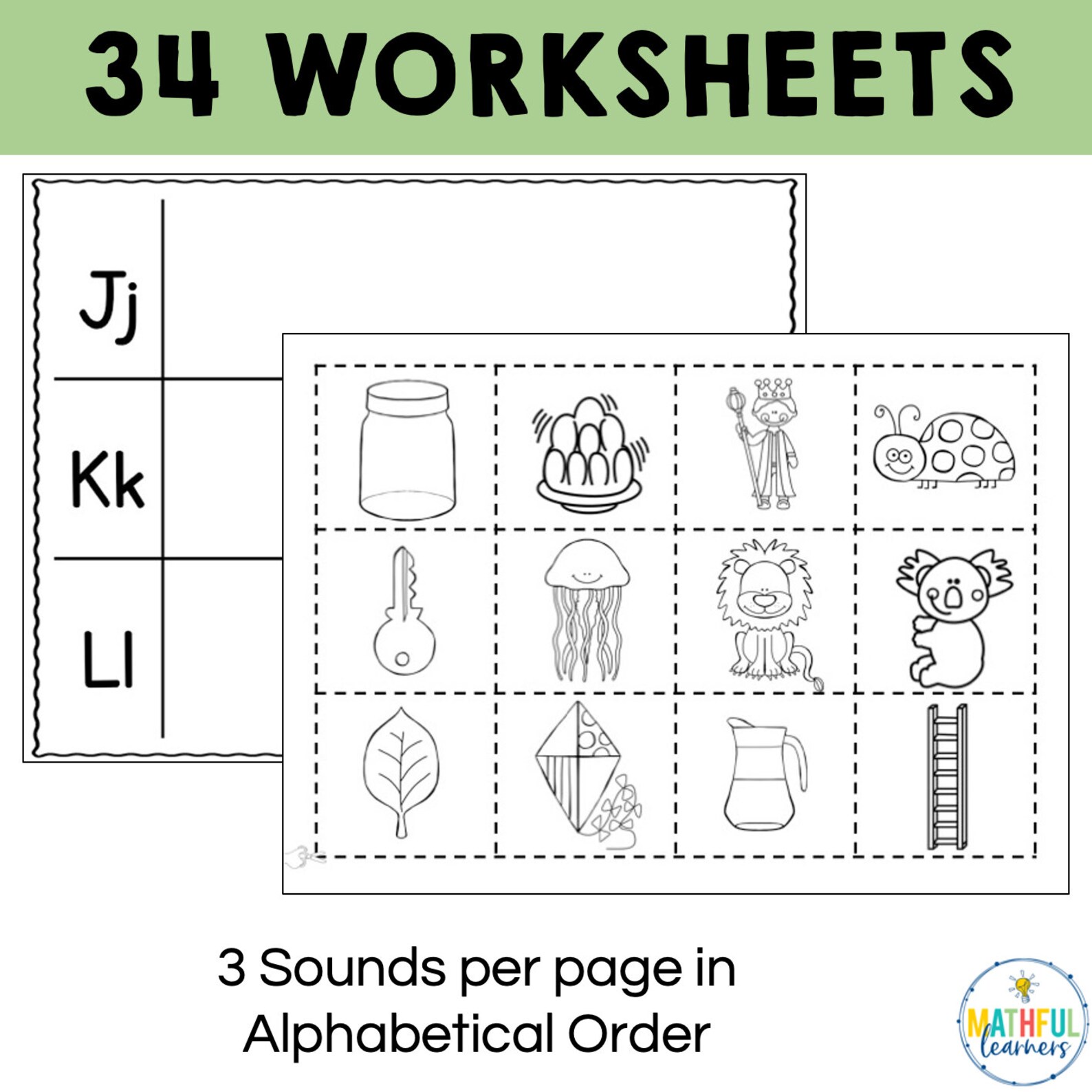 Phonics Worksheets Cut & Paste Initial Sounds Pictures No Prep Activity ...