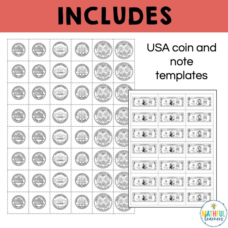 Money Flipbook - Math Cut & Paste Activities - USA Currency - 1st, 2nd ...