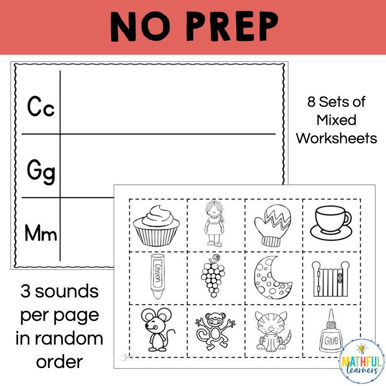 Phonics Worksheets - Cut & Paste Initial Sounds Pictures No Prep ...