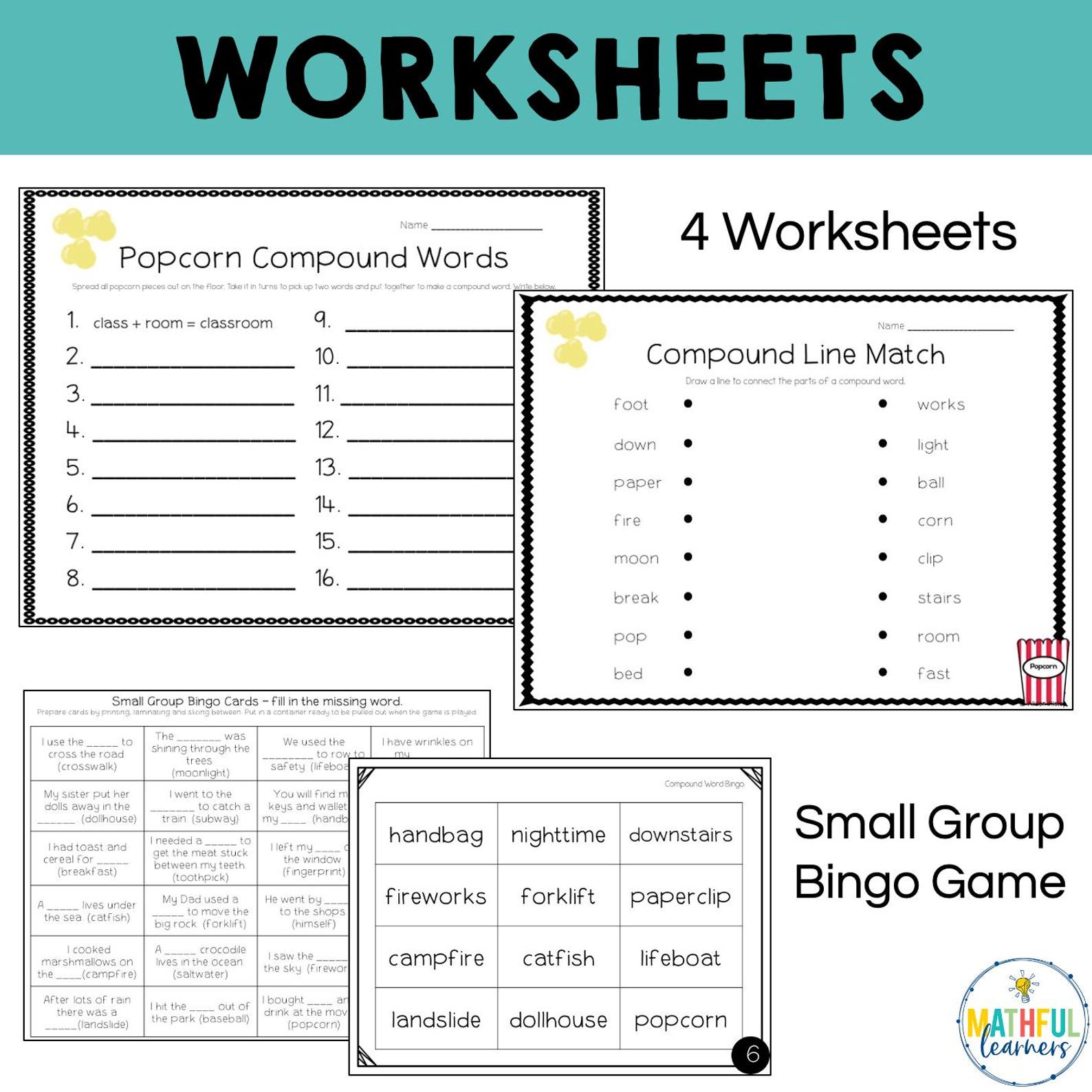 Compound Word Popcorn Themed Pack - Center Activities, Games and ...