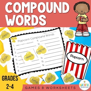 Compound Word Popcorn Themed Pack - Center Activities, Games and ...