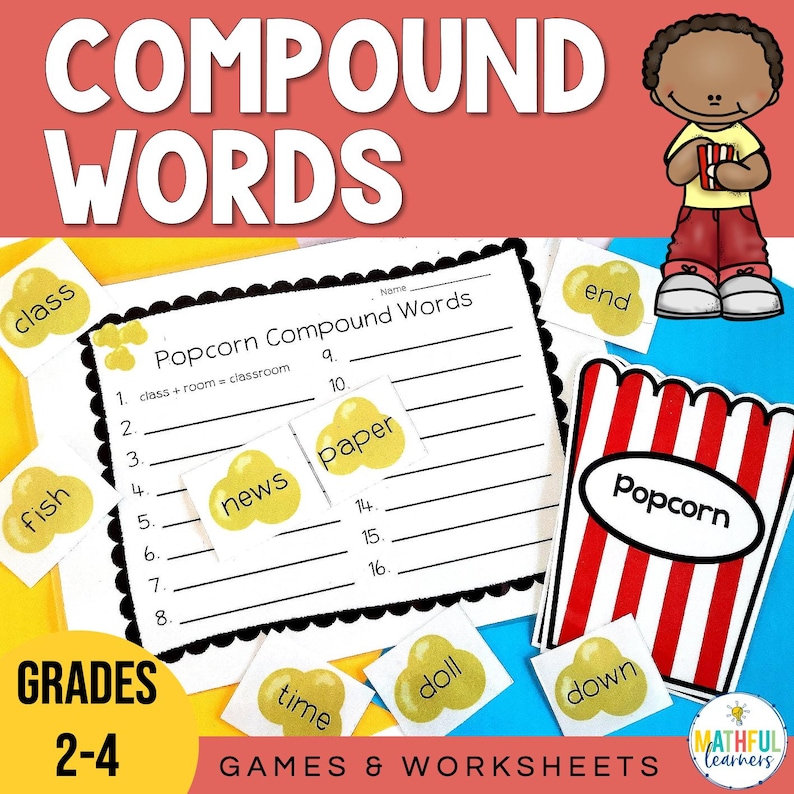 Compound Word Popcorn Themed Pack - Center Activities, Games and ...