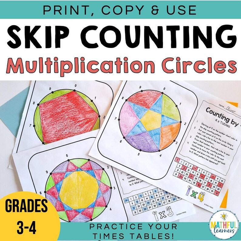 Math Skip Counting Activities Geometric Multiplication - Etsy