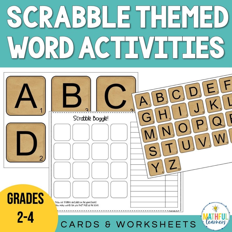 Scrabble Word Game - Word Work Game Worksheets for Literacy Centers ...