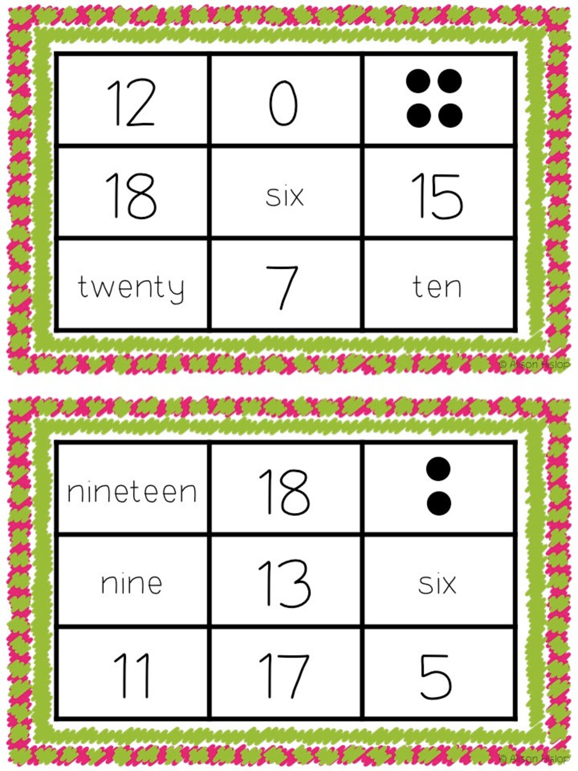 Math Bingo With Words & Pictures - Numbers 0 to 20 - Number Sense ...