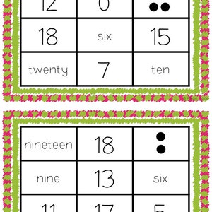 Math Bingo With Words & Pictures - Numbers 0 to 20 - Number Sense ...