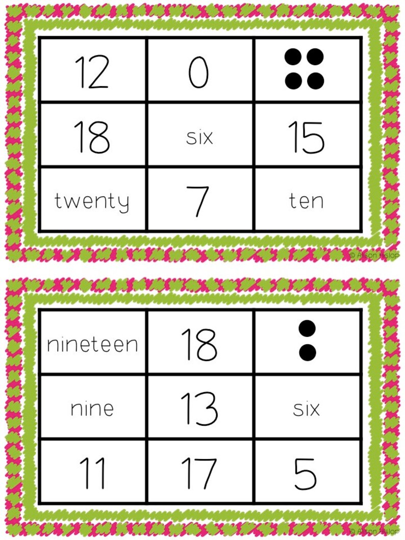 Math Bingo With Words & Pictures - Numbers 0 to 20 - Number Sense ...