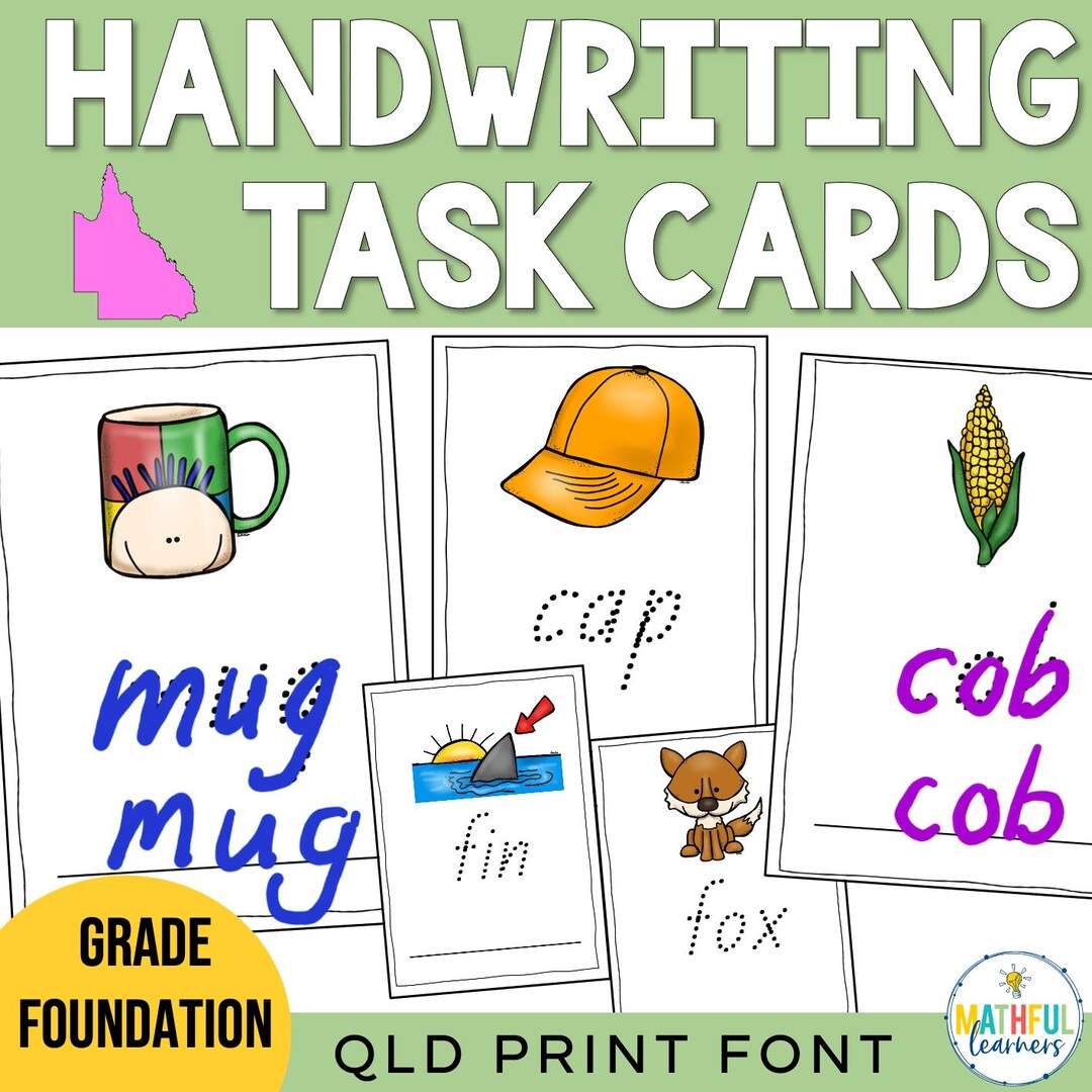 Handwriting Practice Cards - CVC Words Write & Wipe - QLD Font ...