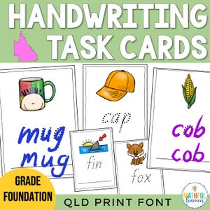 Handwriting Practice Cards - CVC Words Write & Wipe - QLD Font ...