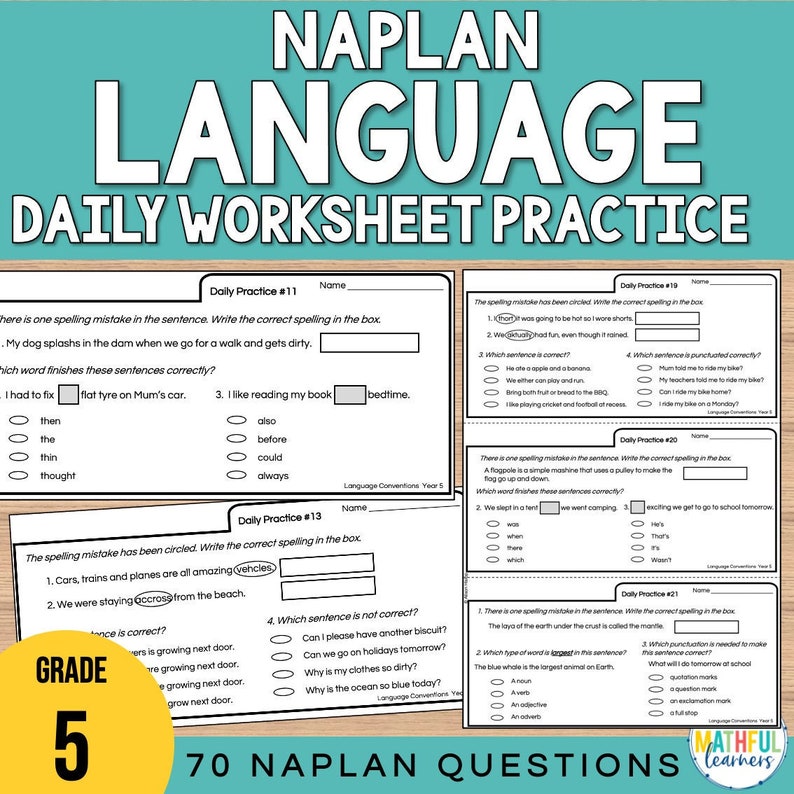 Naplan Language Conventions Practise Tests Year 5 Daily Worksheets - Etsy