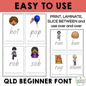 Handwriting Practice Cards - CVC Words Write & Wipe - QLD Font ...