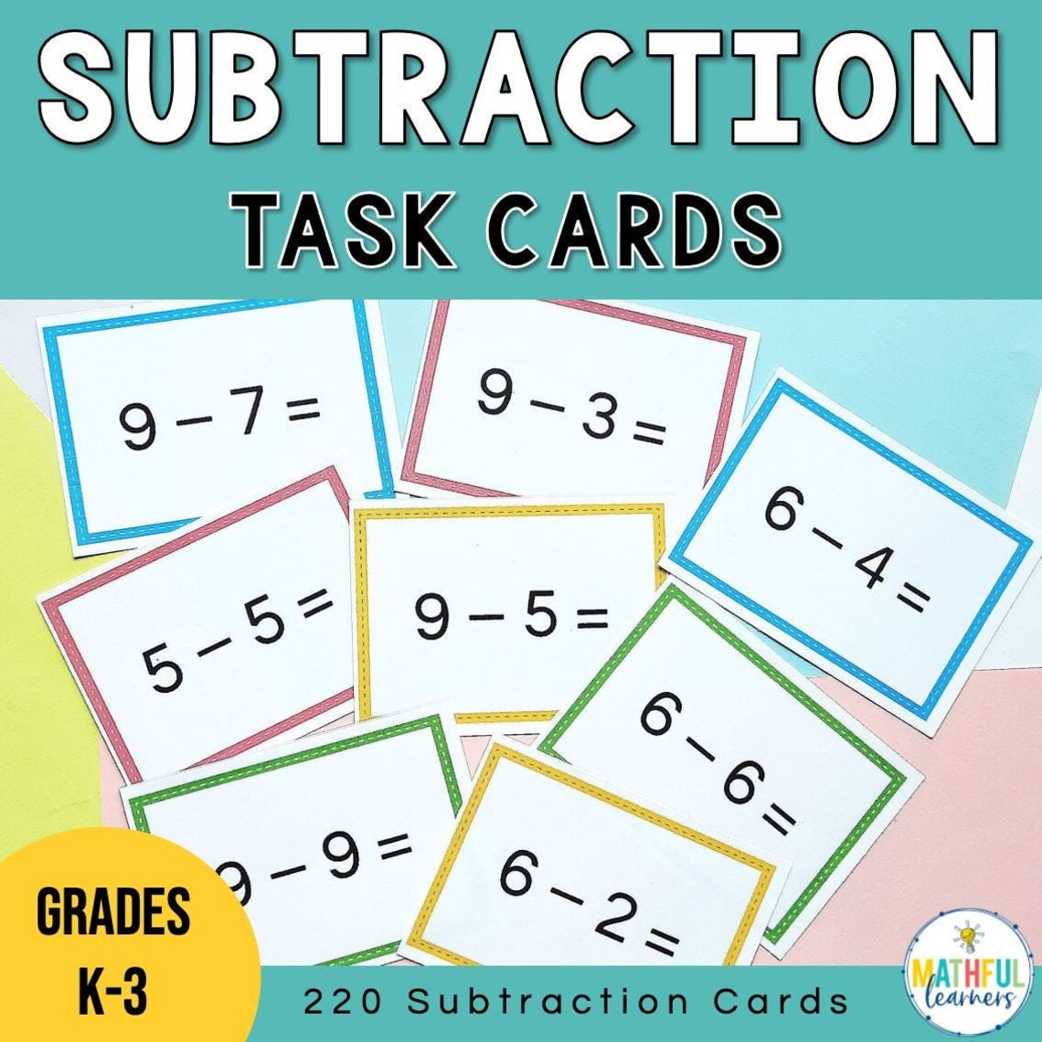 Subtraction Task Cards - Sums for Games, Activities and Fast Finishers ...