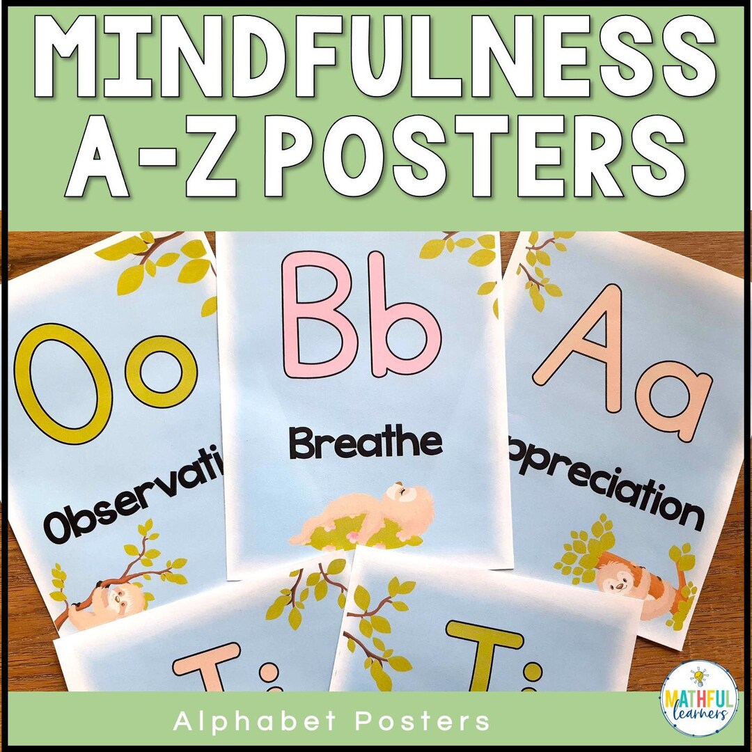 Sloth-themed Mindfulness Alphabet Posters for Promoting Resilience ...