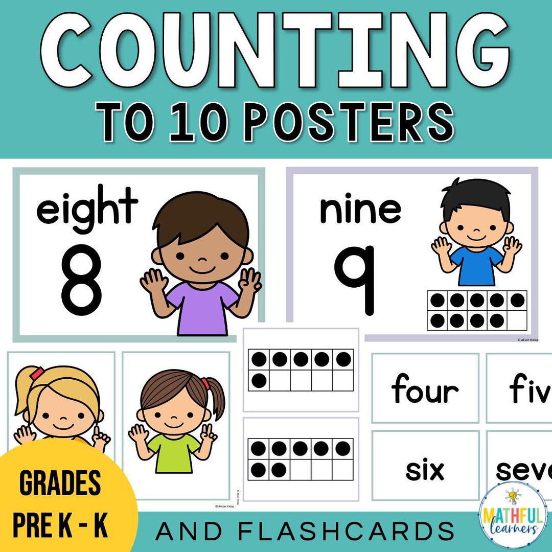 Counting to 10 Posters and Flashcards - Fingers, Tens Frame, Number and ...