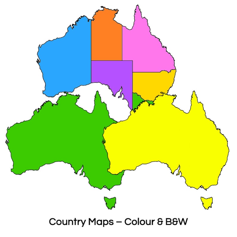 Australia Map Clipart | Australian State and Territory Illustrations ...