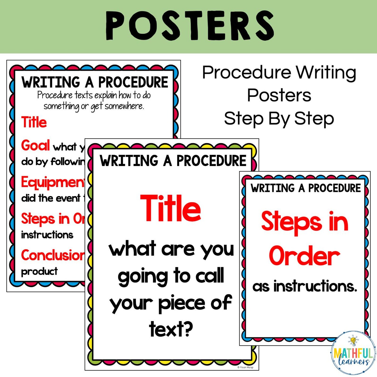 Procedural Writing - Posters Prompts Templates for Sequence & Procedure ...
