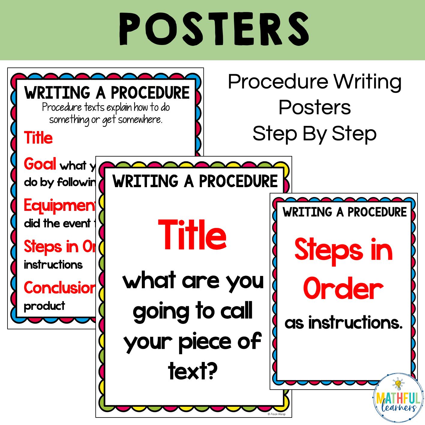 Procedural Writing - Posters Prompts Templates for Sequence & Procedure ...