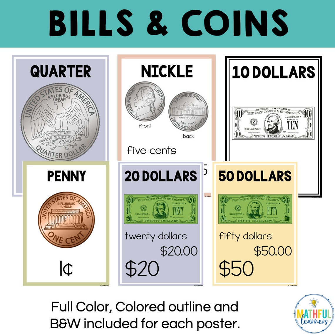 USA Money Posters - Including Coins and Bills US Currency - Etsy