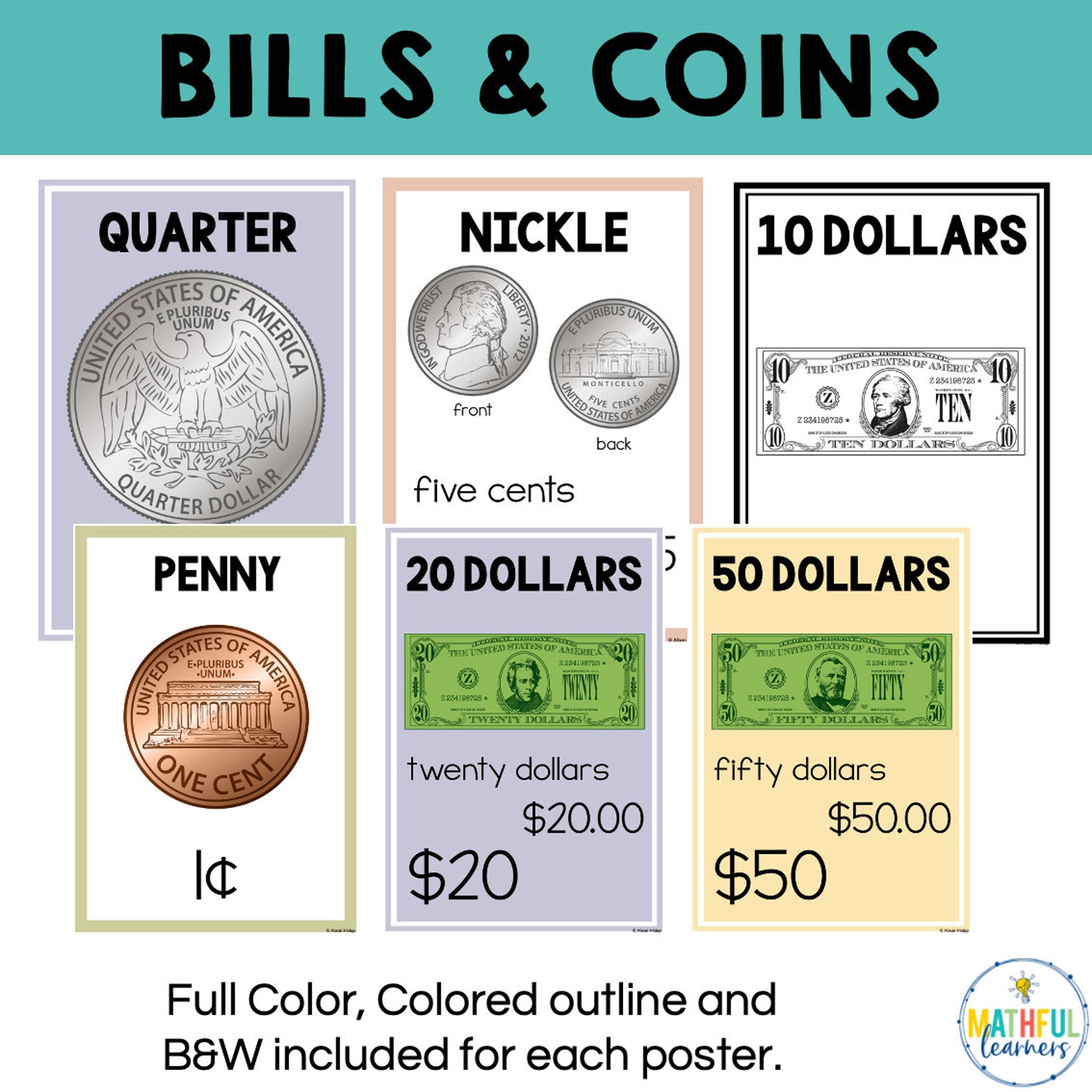 USA Money Posters - Including Coins and Bills US Currency - Etsy
