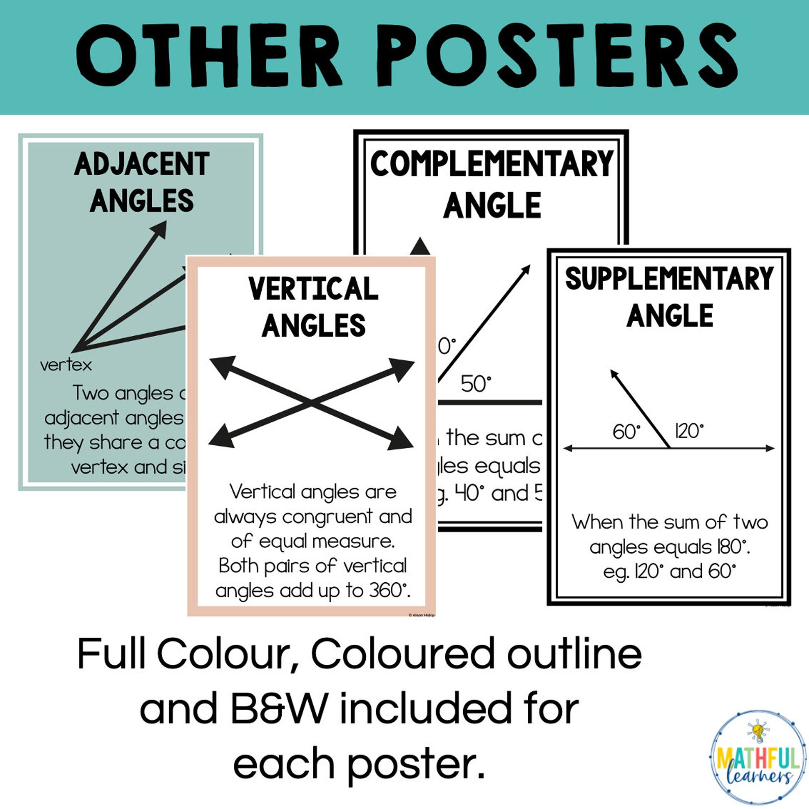 Angles Posters - Geometry Terminology - Math Vocabulary Classroom ...