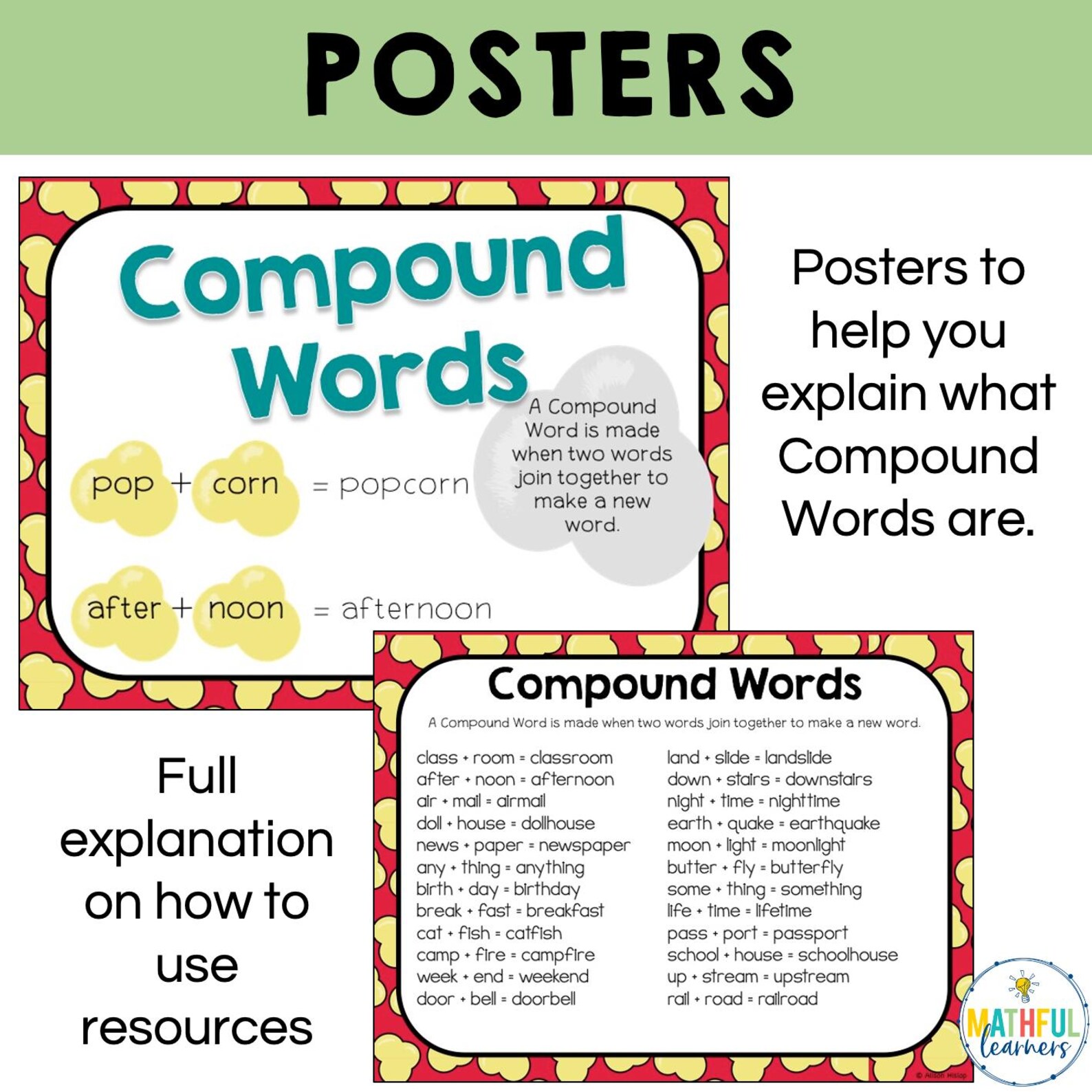 Compound Word Popcorn Themed Pack - Center Activities, Games and ...