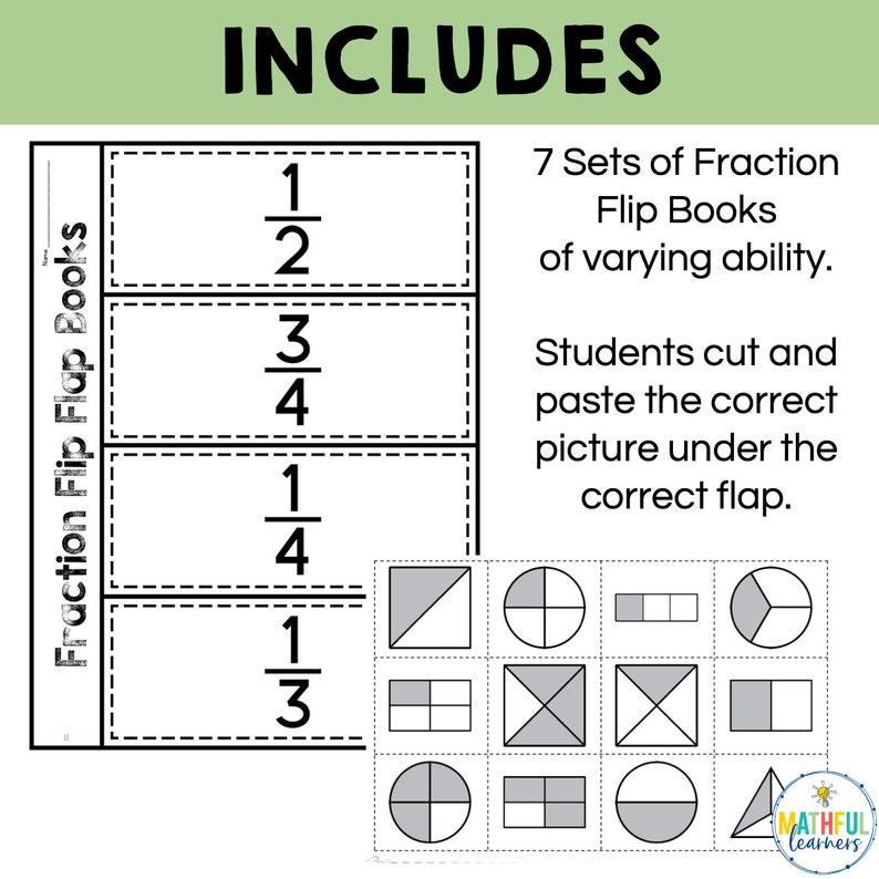 Matching & Equivalent Fractions Flipbooks - Worksheets With Pictures ...