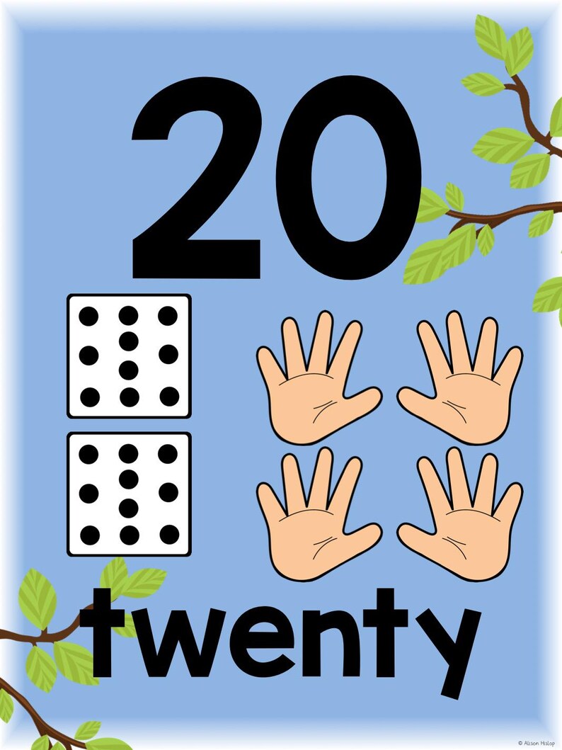 Number Posters 1 to 20, Counting by 10s to 100 - Classroom Decor Sloth ...