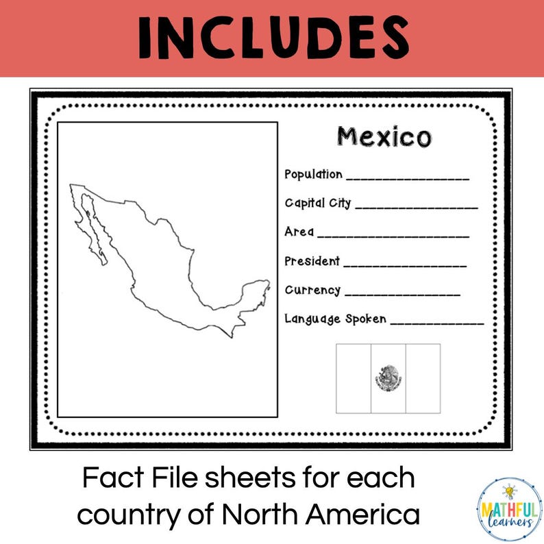 North America Printable Fact Sheets - Fact File Worksheets | Printable ...