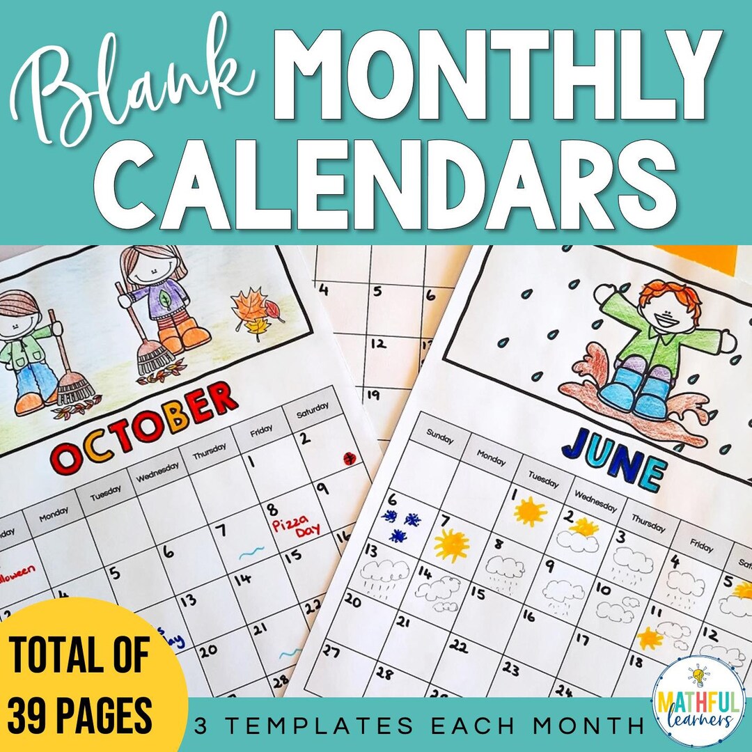 Learning About Calendars - Printable Monthly Blank Calendar Templates ...