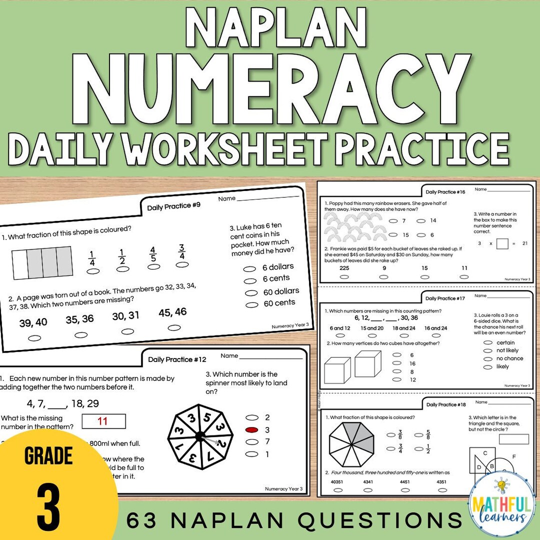 Naplan Numeracy Practise Tests - Grade 3 - Daily Maths Worksheets for ...