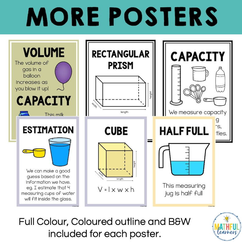 Volume and Capacity Posters - Math Terminology Vocabulary Digital ...