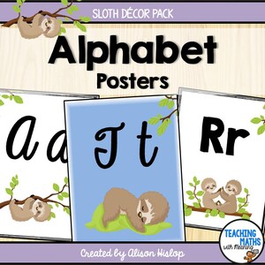 Sloth-themed Alphabet Posters | Classroom Decor | A-Z Educational ...