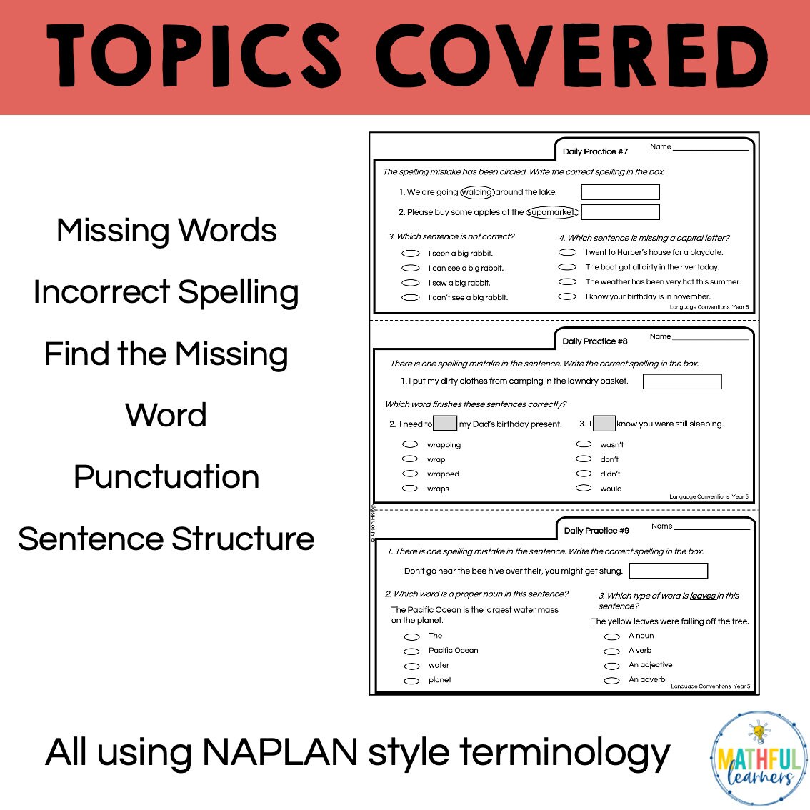 Naplan Language Conventions Practise Tests Year 5 Daily Worksheets - Etsy