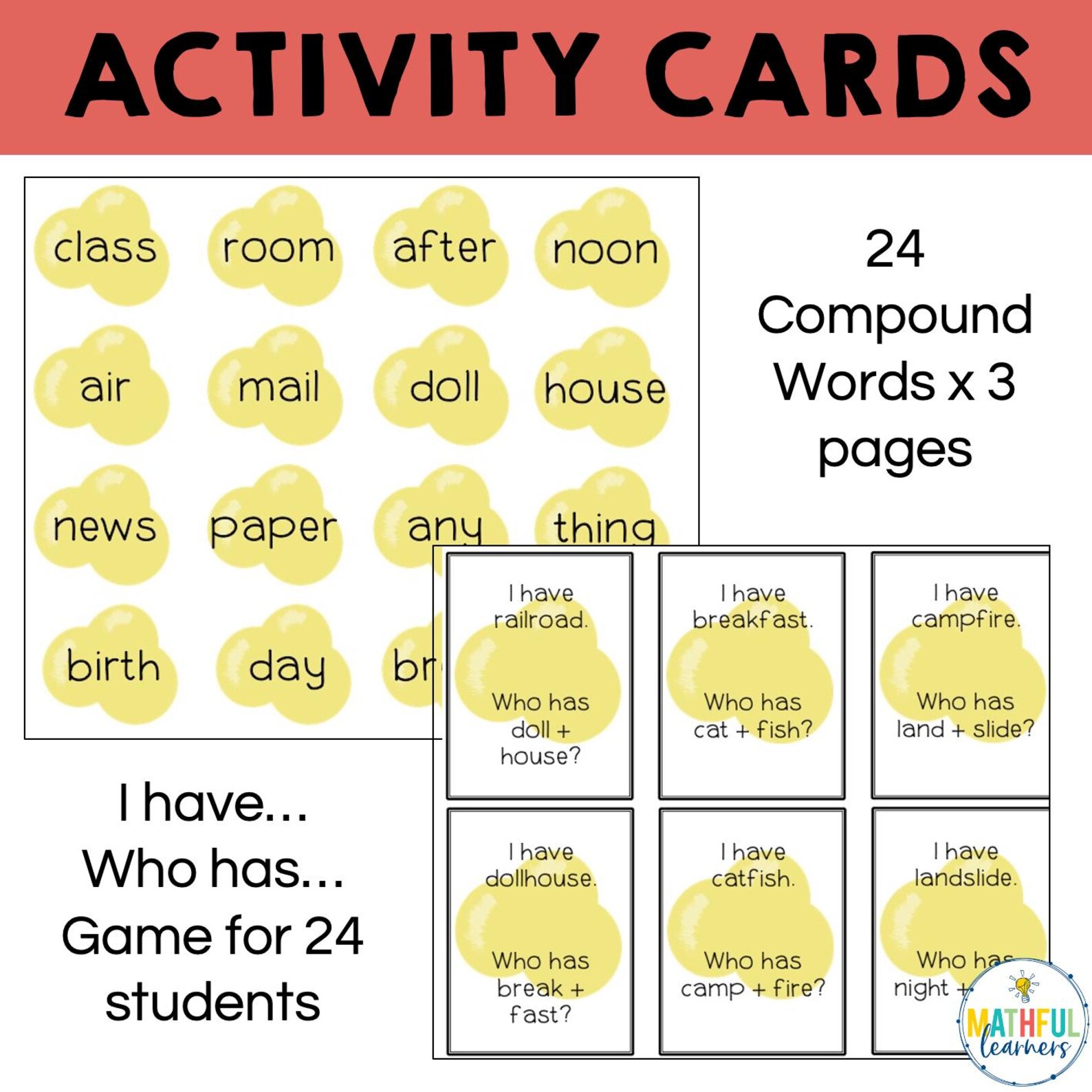 Compound Word Popcorn Themed Pack - Center Activities, Games and ...