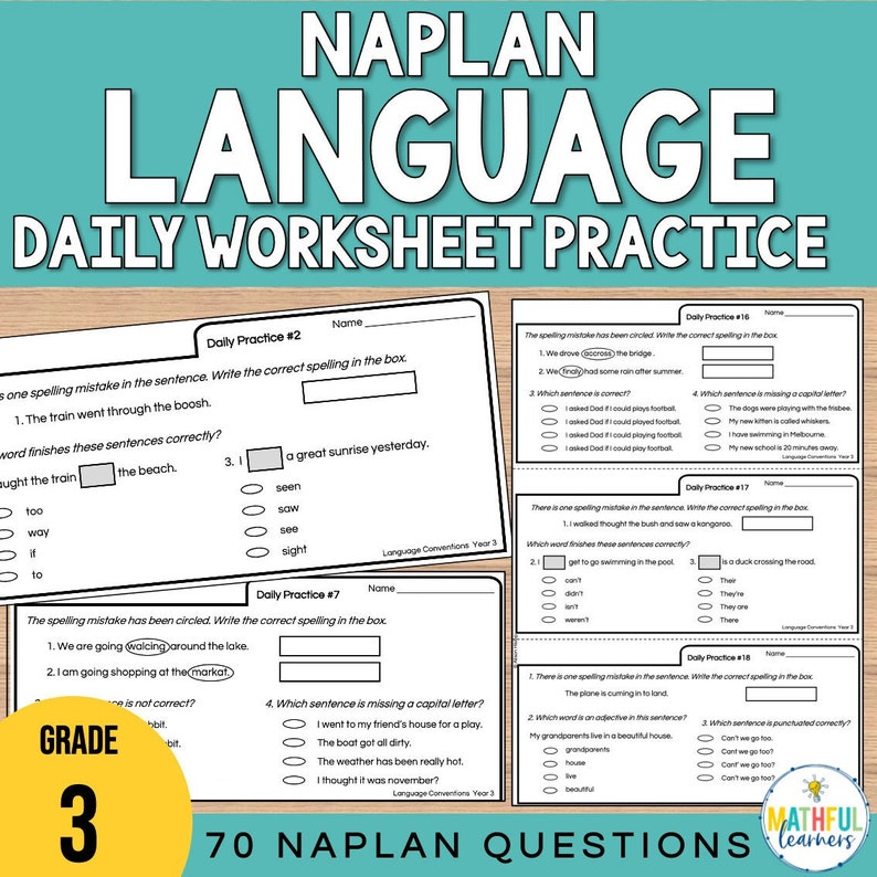 NAPLAN Language Conventions - Practice Tests Year 3 - Daily Worksheets ...