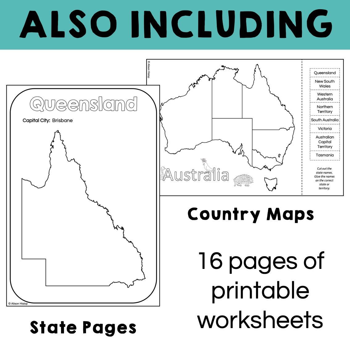 Australia Map - State & Country Jigsaw Puzzle Worksheets - Cut and ...