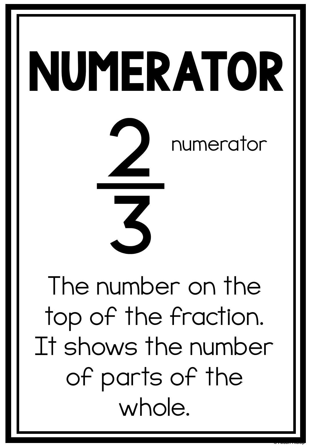 Fractions Terminology Posters Math Vocabulary & Educational Classroom ...