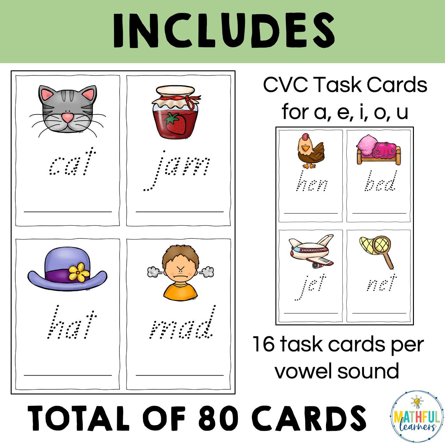 Handwriting Practice Cards - CVC Words Write & Wipe - QLD Font ...