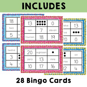 Math Bingo With Words & Pictures - Numbers 0 to 20 - Number Sense ...