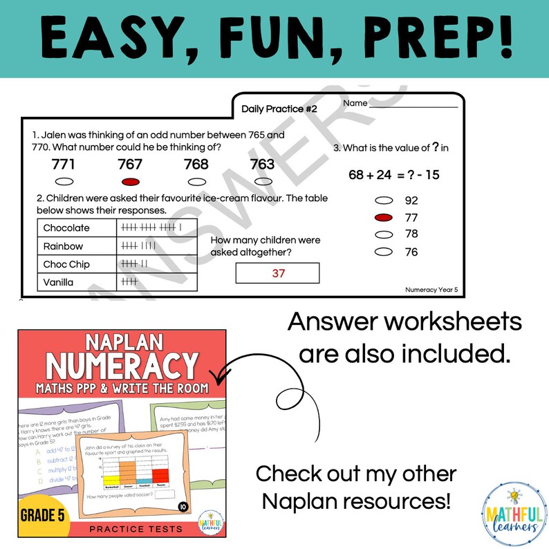 Naplan Numeracy Practise Tests Year 5 Daily Maths Worksheets - Etsy