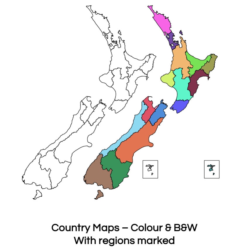 New Zealand Maps Clipart | High-resolution Digital Map Illustrations ...