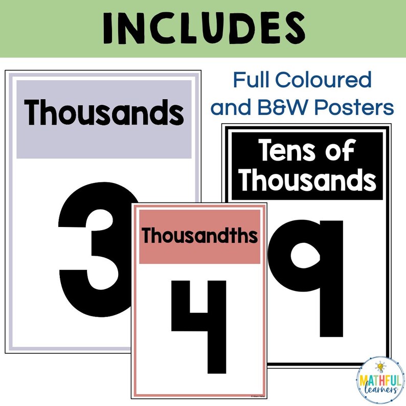 Place Value Wall Posters - Billions to Thousandths Including Decimal ...